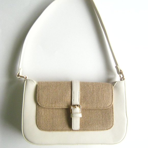 Bags | Ivory Shoulder Bag With Jute Accent | Poshmark